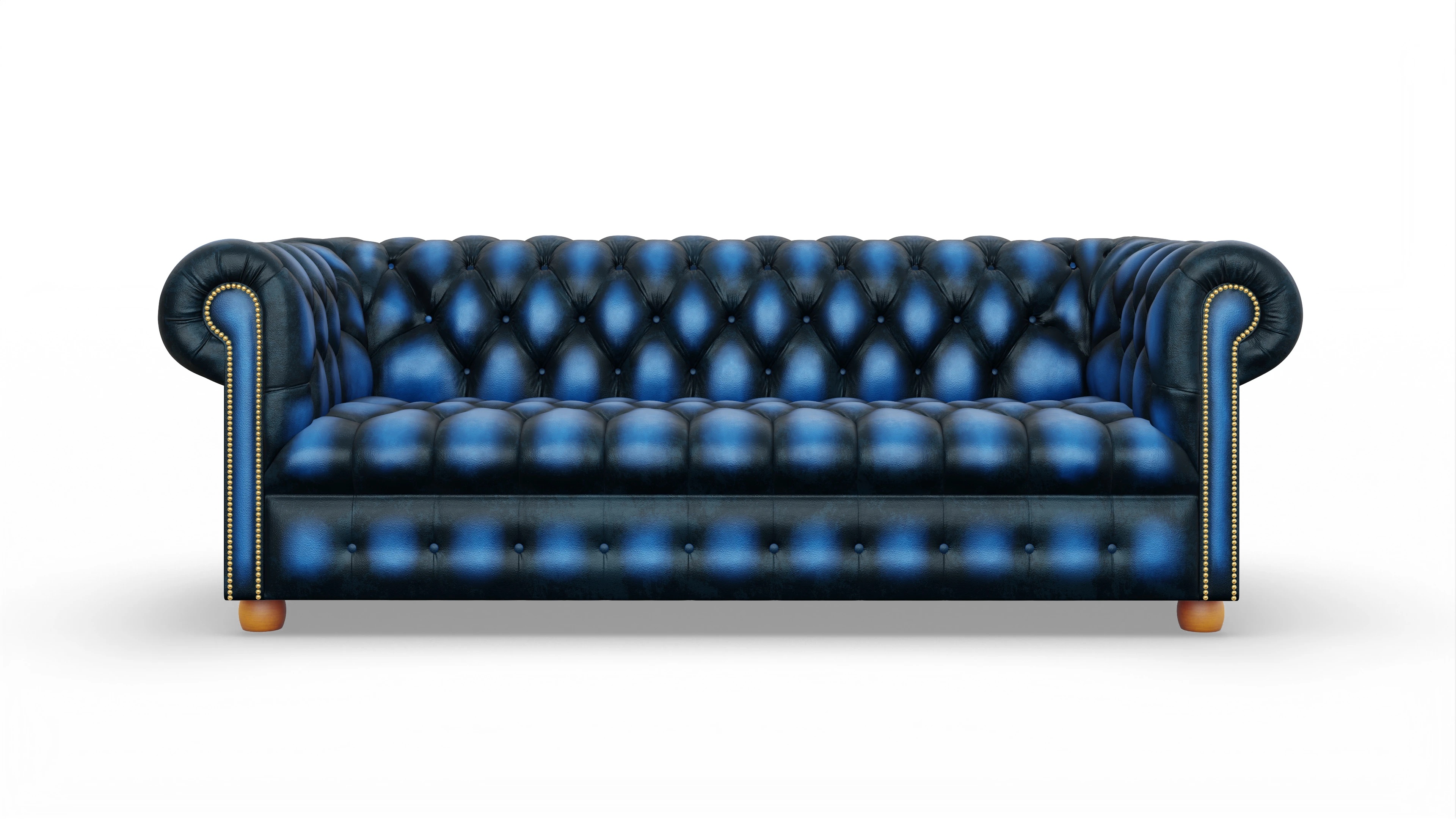 Chesterfield Sofa Bingley Leder blau VON WILMOWSKY